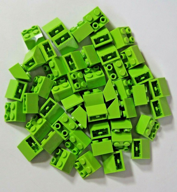 LEGO 2x2 LIME GREEN INVERTED SLOPE BRICKS BULK LOT OF 50 PIECES FREE ...
