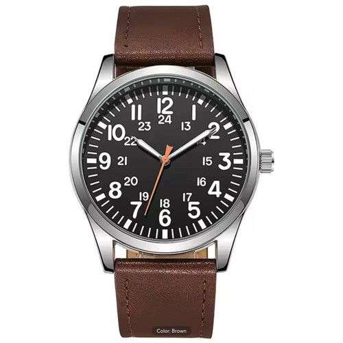 Pilot Field Men's Watch, Quality Seiko Movement, Stainless Steel PU ...