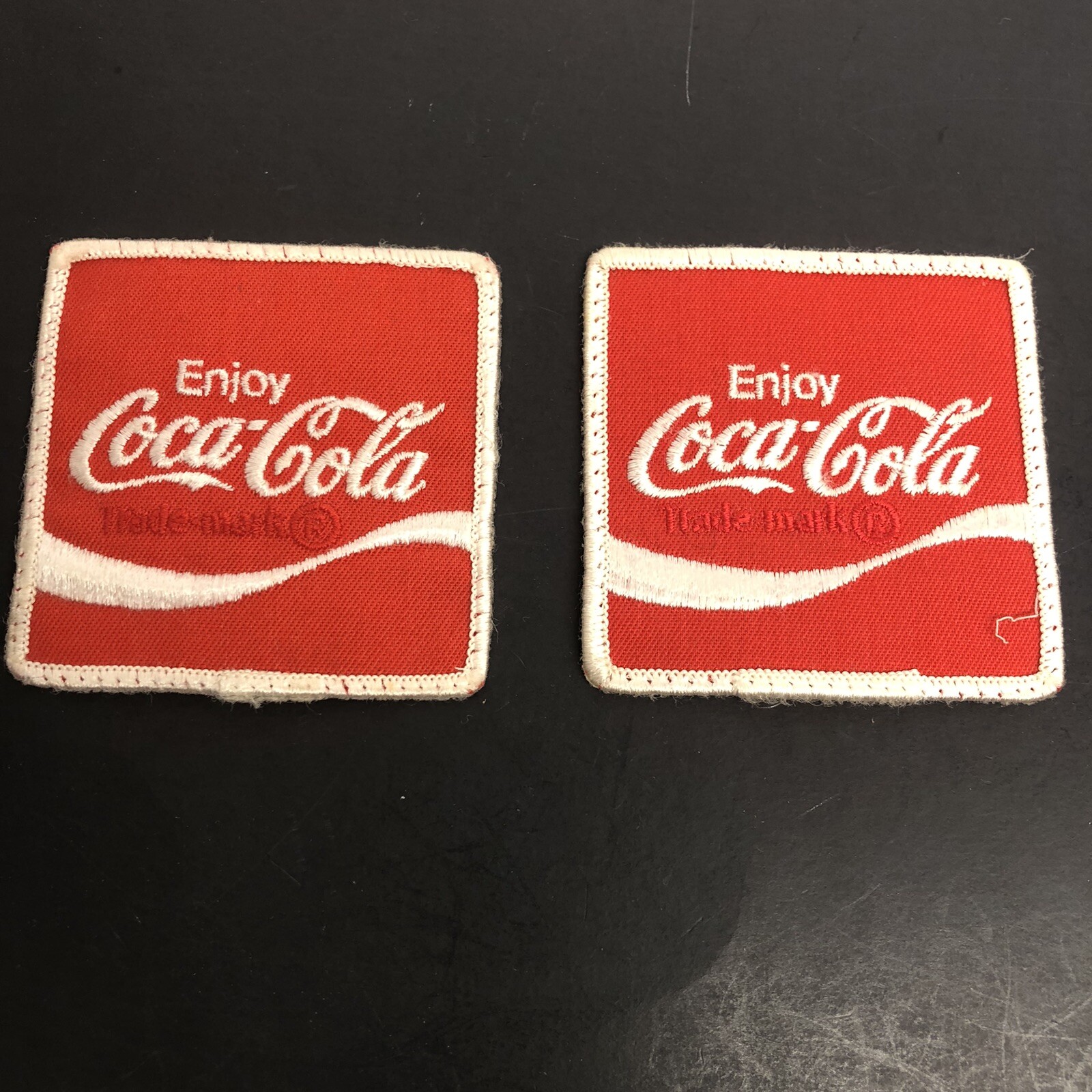 Lot of 2 3" Coca-Cola Red Square Patches "Enjoy Coca-Cola" (READ). | eBay