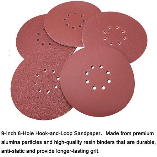 50 Pcs 9Inch 8 Holes Hook and Loop Sanding Discs for Drywall Sander ...