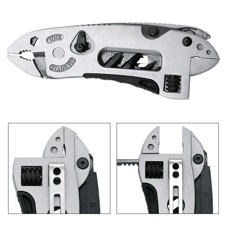 Multi Tool Knife Set Adjustable Wrench Screwdriver Jaw Pliers Survival ...