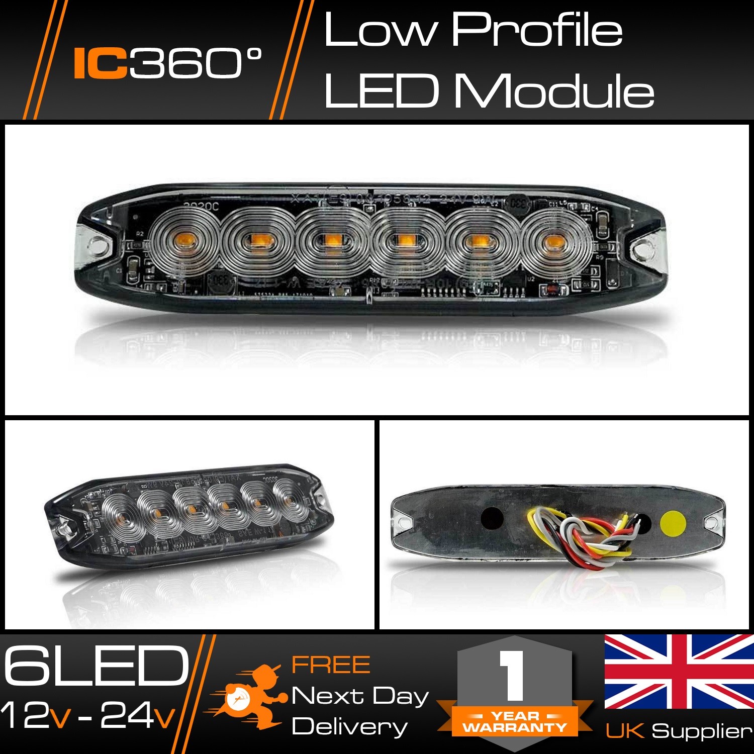 IC360 Reg65 Ultra Slim 1x 6LED / SMD Surface Mount Grill Module Light ...