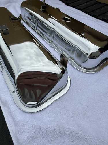 Chevrolet Chrome CHEATER Valve Covers SLANT BBC 396 427 454 NEW 1/2 ...