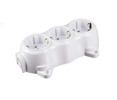 Aufputz Vintage Steckdose Rund Retro 3 fach Schuko Mehrfachsteckdose ...