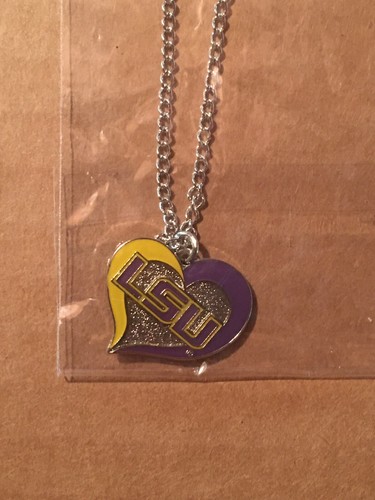 LSU Tigers Swirl Heart NCAA Silver Pendant Necklace | eBay