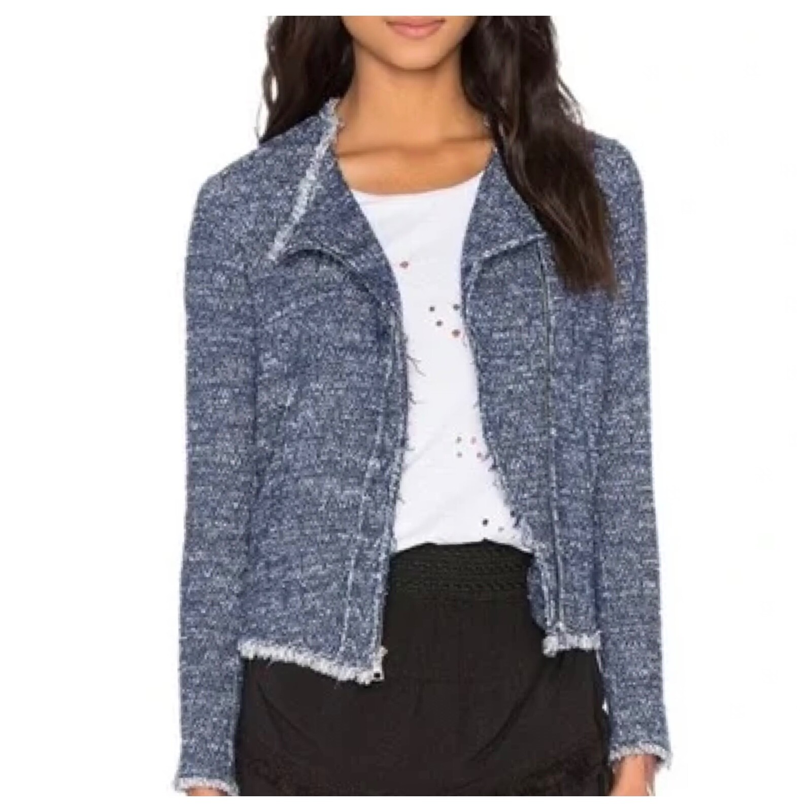 Generation Love Tweed Hayley Zip Front Moto Jacket Si… - Gem