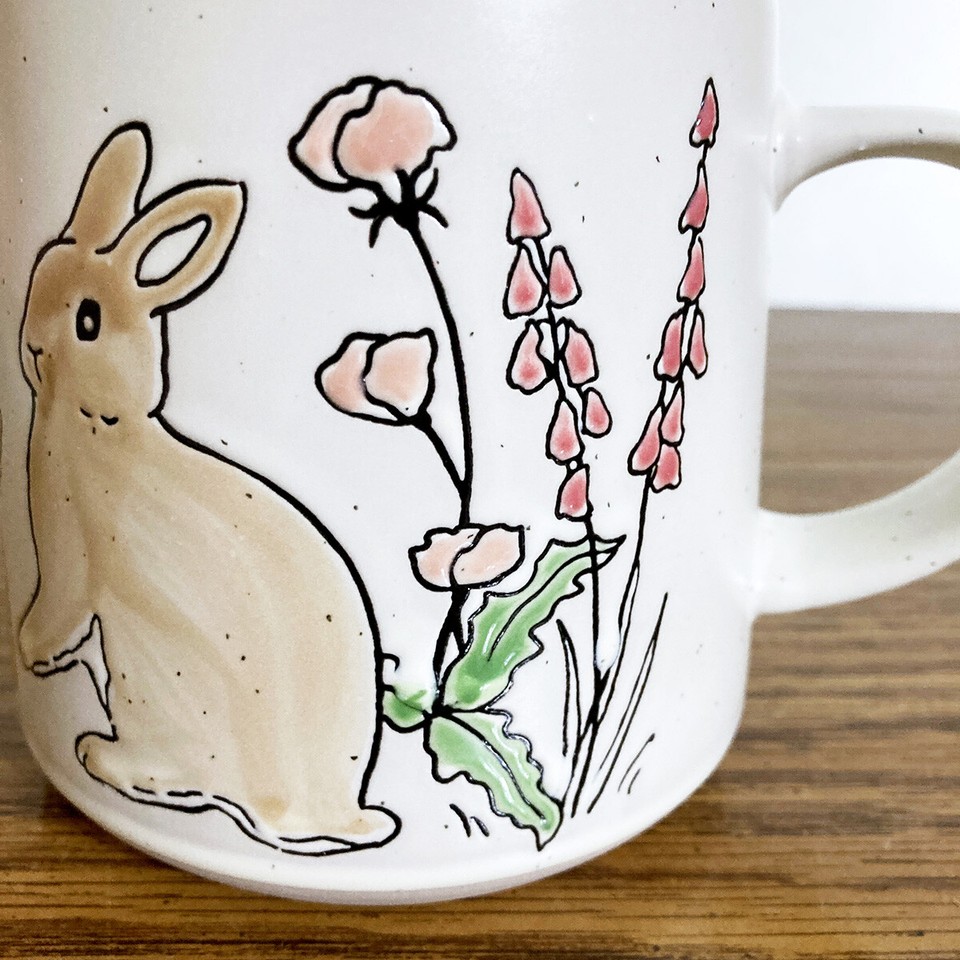 Bunny Rabbit Coffee Mug Large 17 oz Hand Painted Spring Easter Eli ...