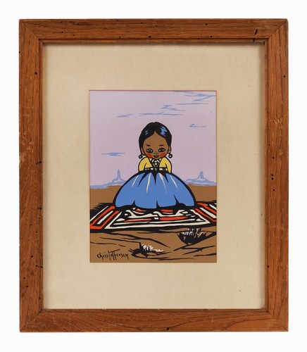 Gerda Christoffersen "Oodees" Serigraph on Paper Native American ...