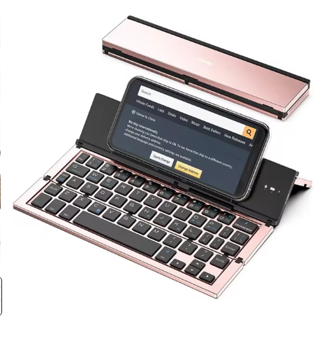 Folding Bluetooth Keyboard Portable Travel Foldable Keyboard for iPhone ...