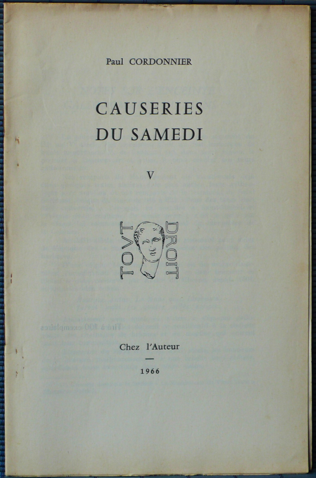 Paul Cordonnier - Causeries du samedi V | eBay
