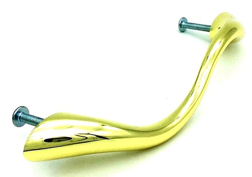 WAVY HANDLES 128mm polished brass cupboard door cabinet drawer pull ...