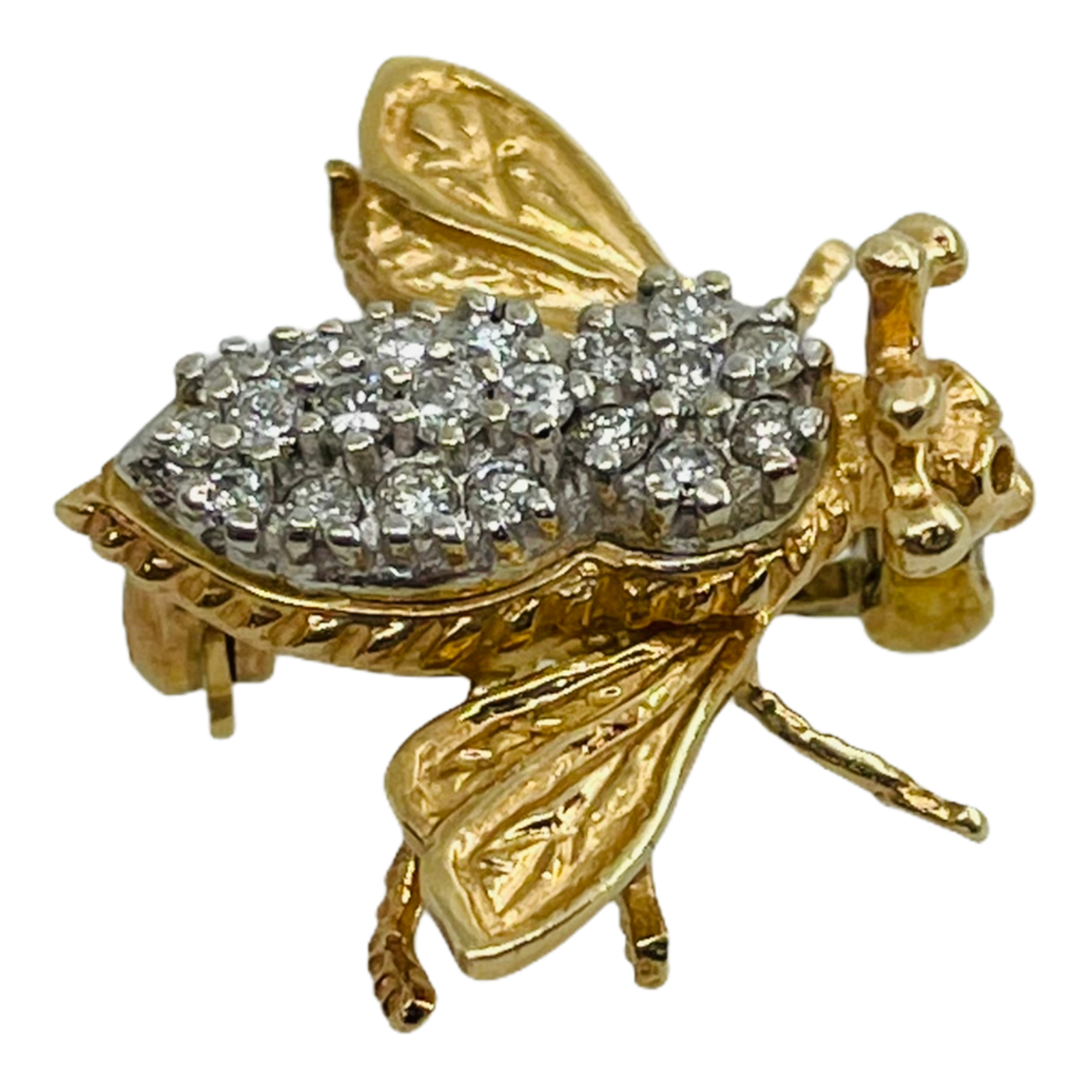 EMA 14k Yellow Gold & Diamond Bee Bug Vintage Pin Brooch 3/4" x 3/4" | eBay