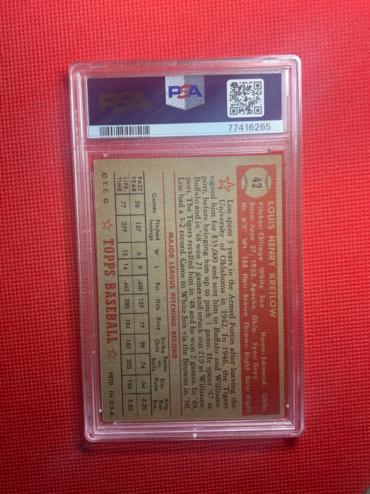 1952+Topps+-+Red+Back+%2342+Lou+Kretlow+%28RC%29 for sale online | eBay