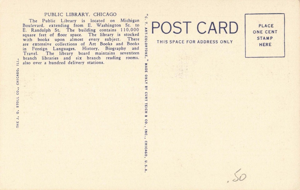 Postcard Public Library Chicago Illinois | eBay