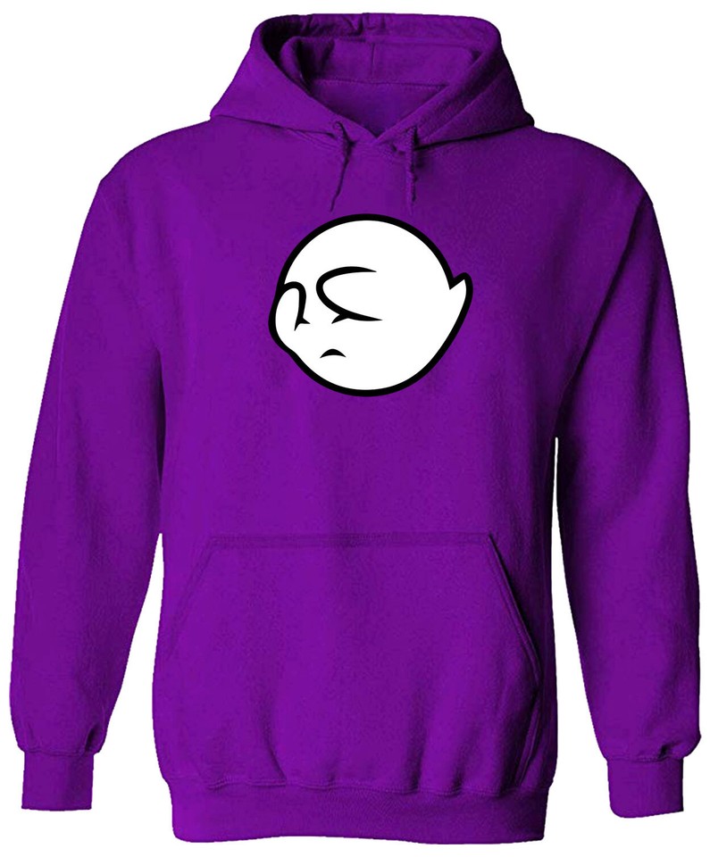 Mens Unisex Pullover Hoodie Sweater Print Super Cute Mario Shy Hiding ...