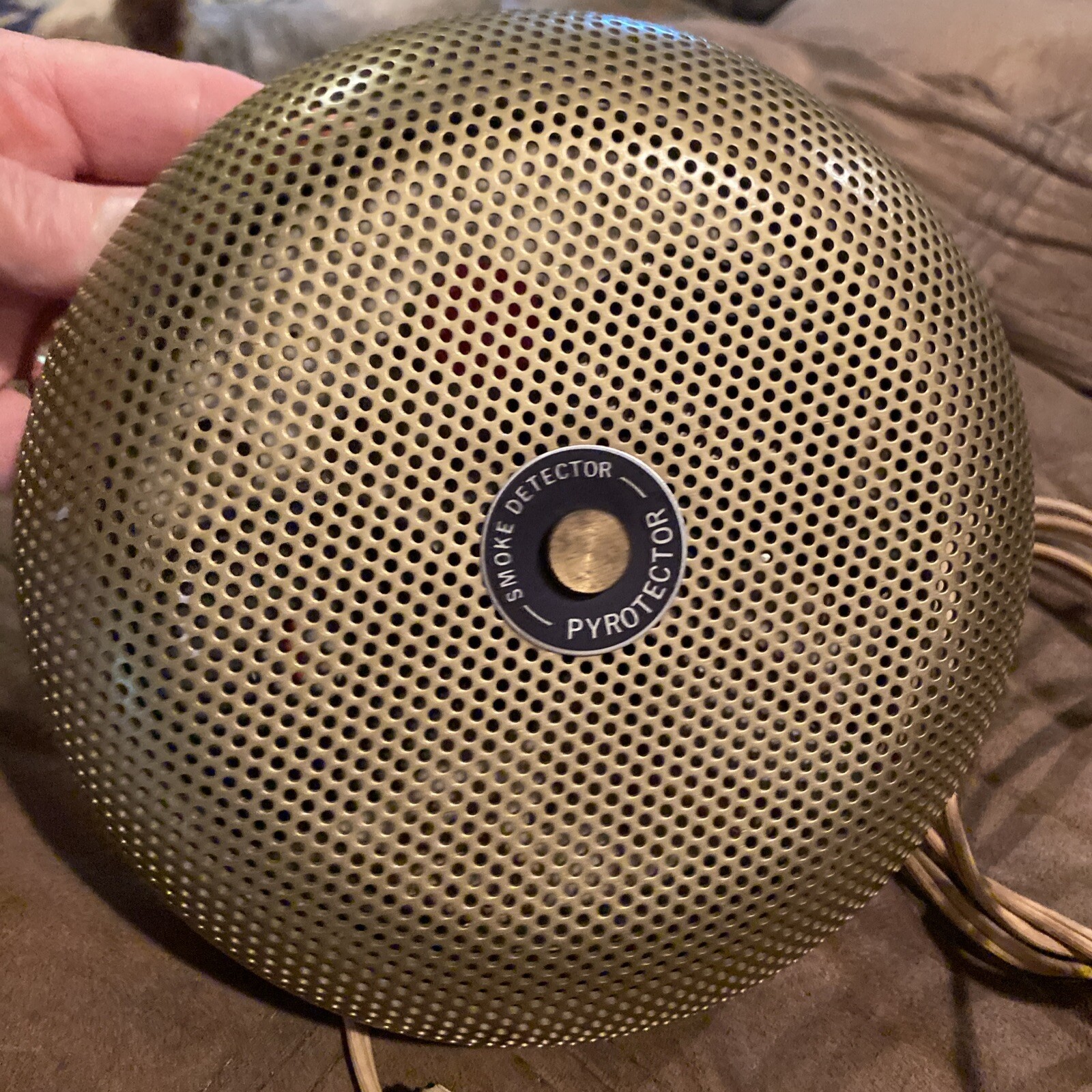 Vtg RARE Gold METAL Wall Mount Plug Electric PYROTECTOR SMOKE DETECTOR ...