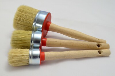 70 45 35 Paint Brush Set 3 Shabby Chic Chalk Paint Pure Bristle Round ...