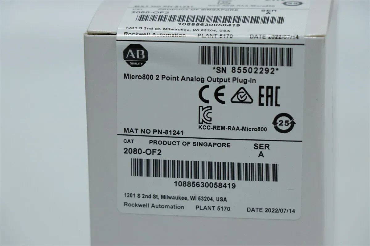 Allen-Bradley 2080-OF2 Ser A Micro800 2 Analog Output Module New Sealed ...