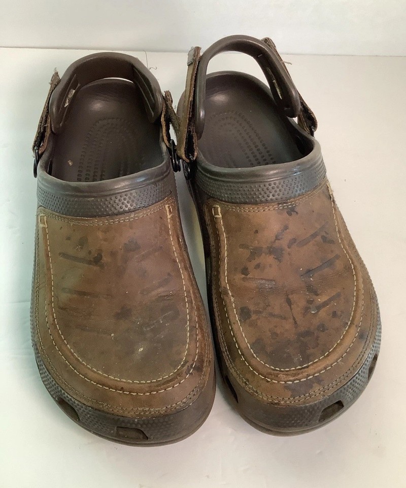 Crocs Yukon Vista Clogs Men's Size 11 Brown Leather Upper Slip On Back ...