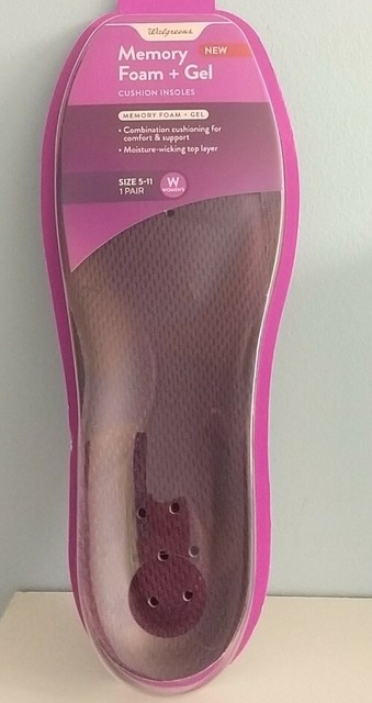 1 Pair Walgreens Memory Foam GEL Cushion Shoe Insoles Womens Size 5-11 ...