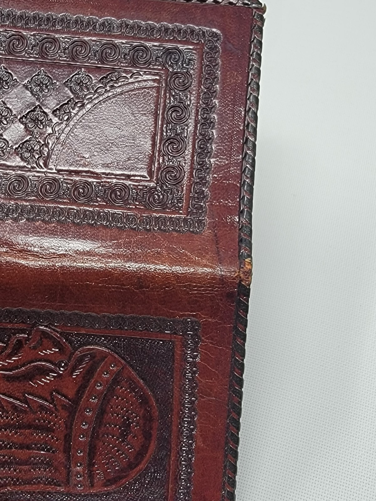 Vintage Chavez Bags Genuine Wallet Tooled Leather Brown Mexican Mexico ...