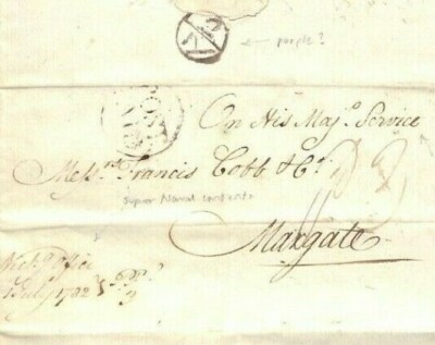 GB ADMIRALTY OHMS Letter 1782 *Victualling Office*Cover Margate Sloop ...