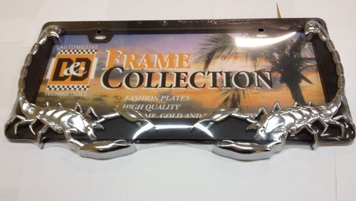 3 D SCORPION CHROME BLACK METAL AUTO CAR LICENSE PLATE FRAME LPF-7490 ...