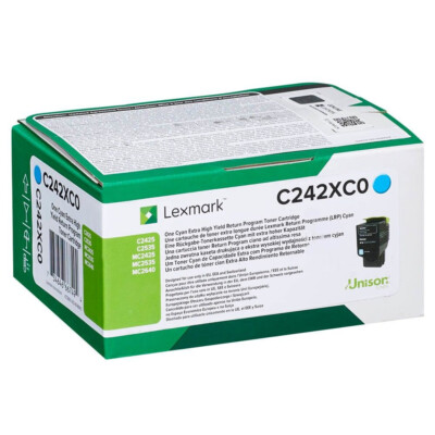 Original Lexmark Toner C242XC0 cyan C2425 C2535 MC2425 MC2535 MC2640 A ...