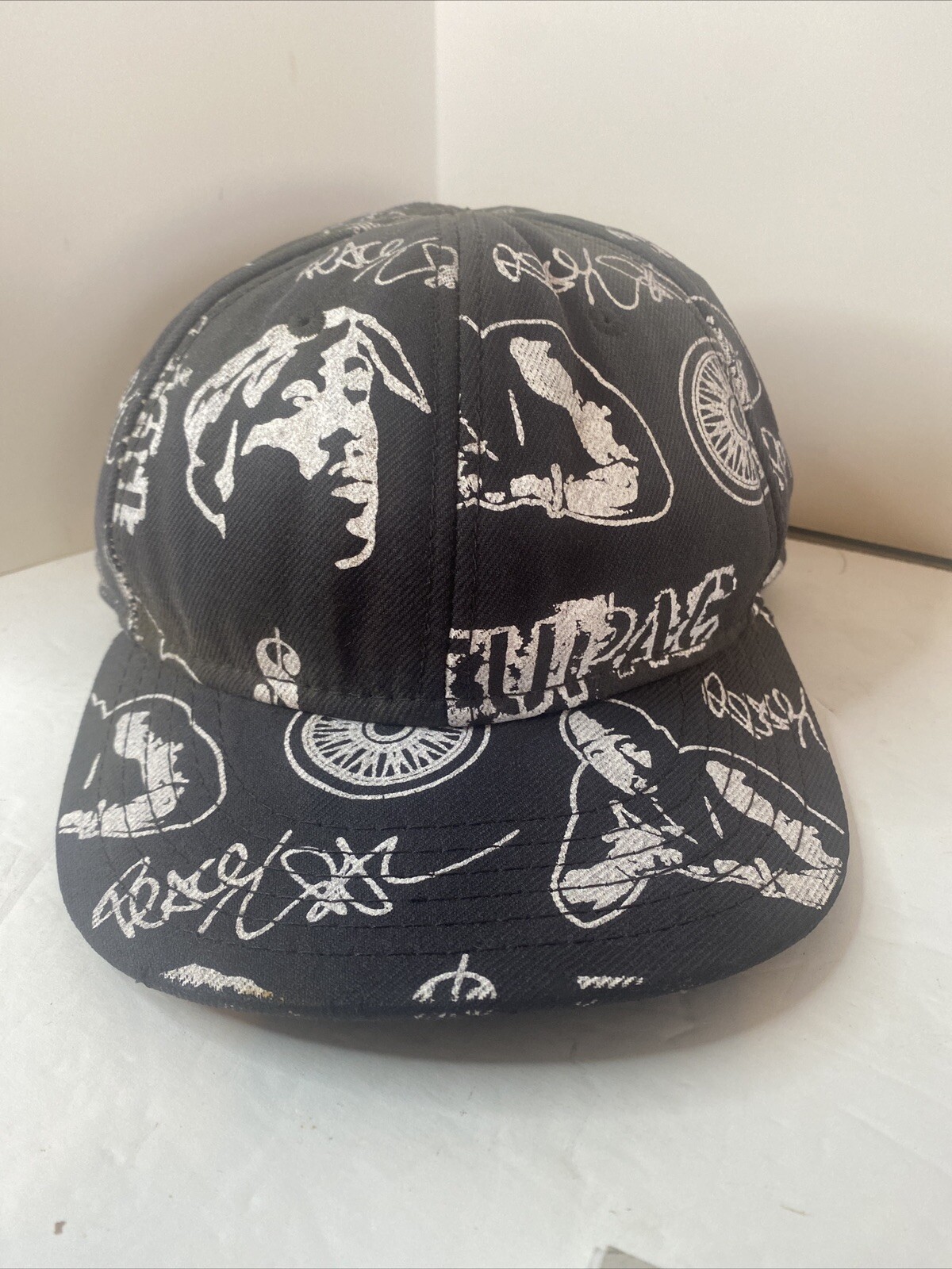 Tupac Grey Fitted Cap with White Pattern Tupac Sign A… - Gem