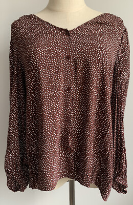 SUSSAN Women's Top Size 8 Brown Spotty Print Long Sleeved Blouse | eBay ...