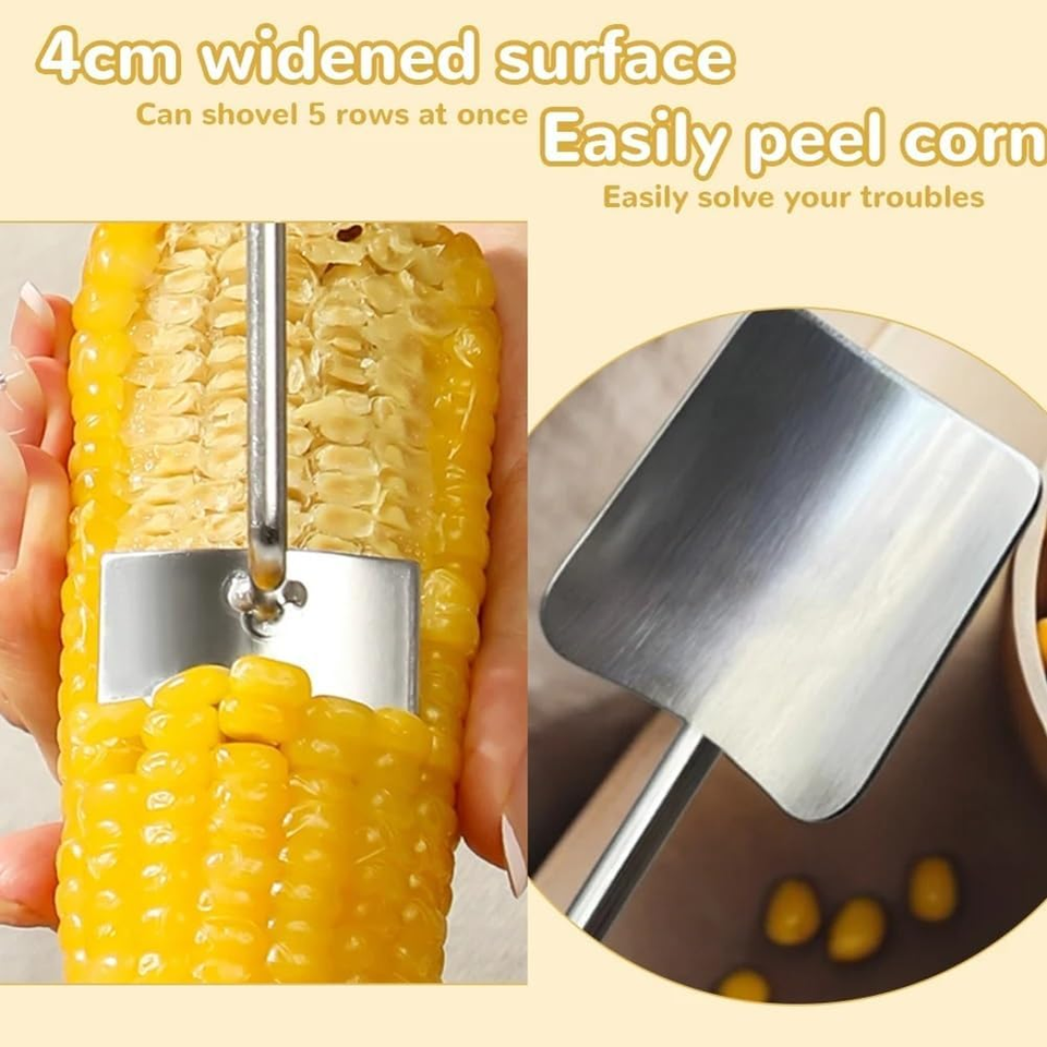 2PC Corn Peeler Stainless Steel Corn Cob Stripping Tool w/ Hook Long ...