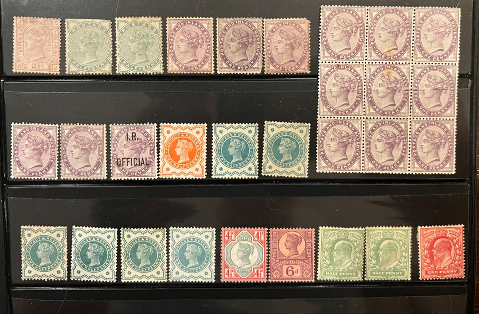 GB QV KEVII KGV Mint Lot 2 1/2d MINT Plate 9 1d Lilac Block 9 3d & 4d ...