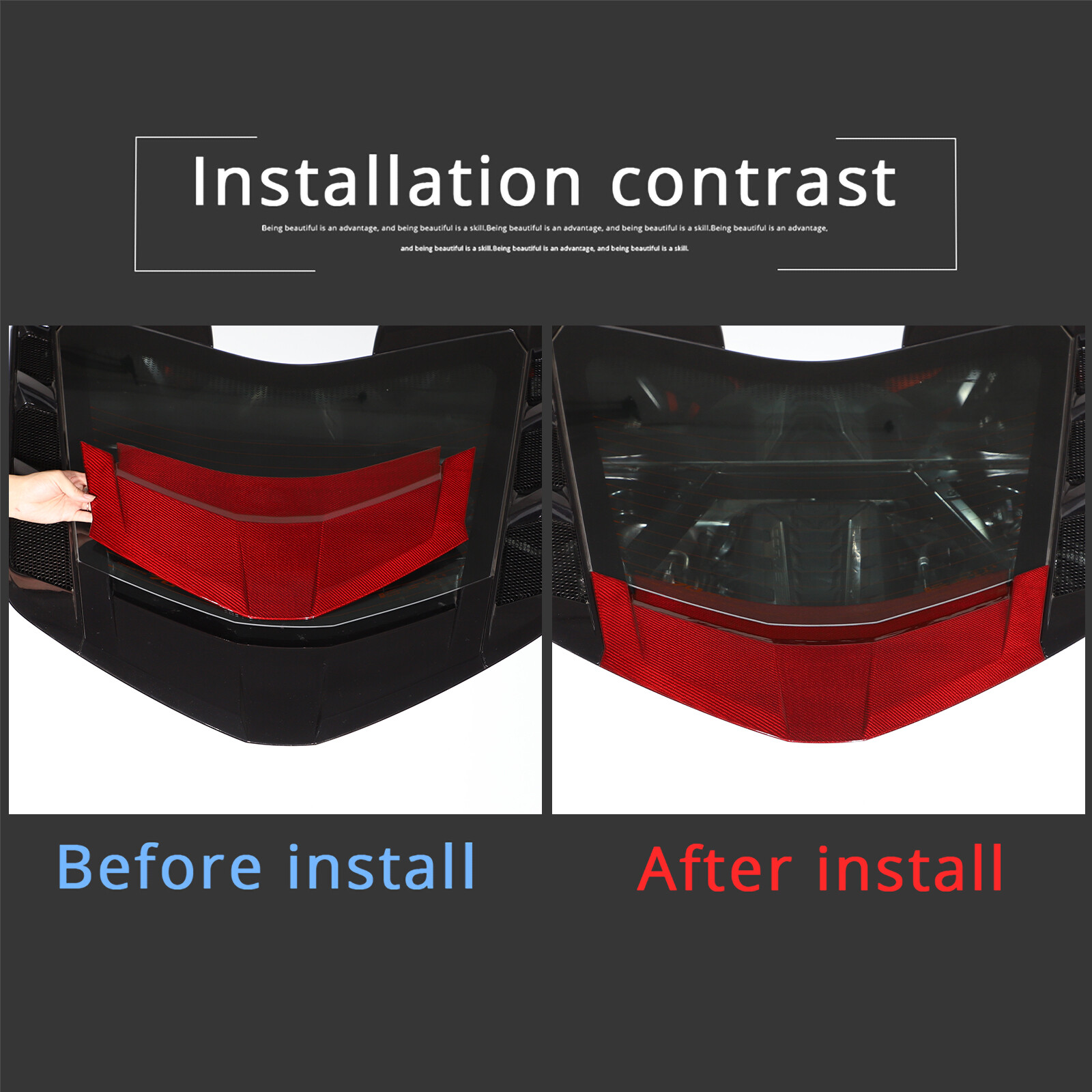 Red Carbon Fiber Rear Window Lower Trim Cover For Corvette C8 Coupe ...