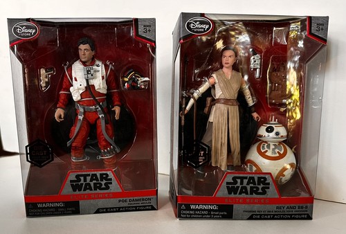Disney Elite Star Wars Metallic Die Cast Figures Poe Dameron and Rey ...
