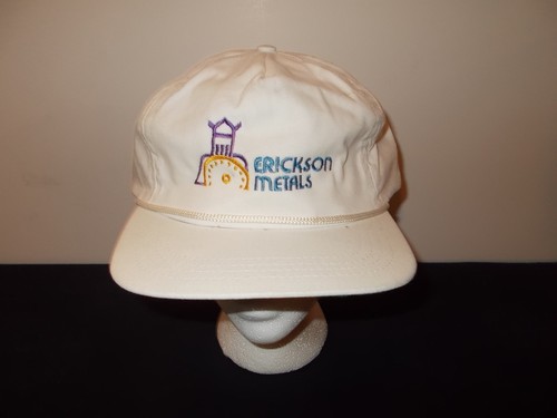 VTG-1990s Erickson Metals rope style duckster leather strapback hat ...