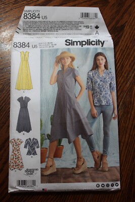 Simplicity 8384 Shirtwaist Dress w Pockets or Blouse Misses' Sz 16-24 ...
