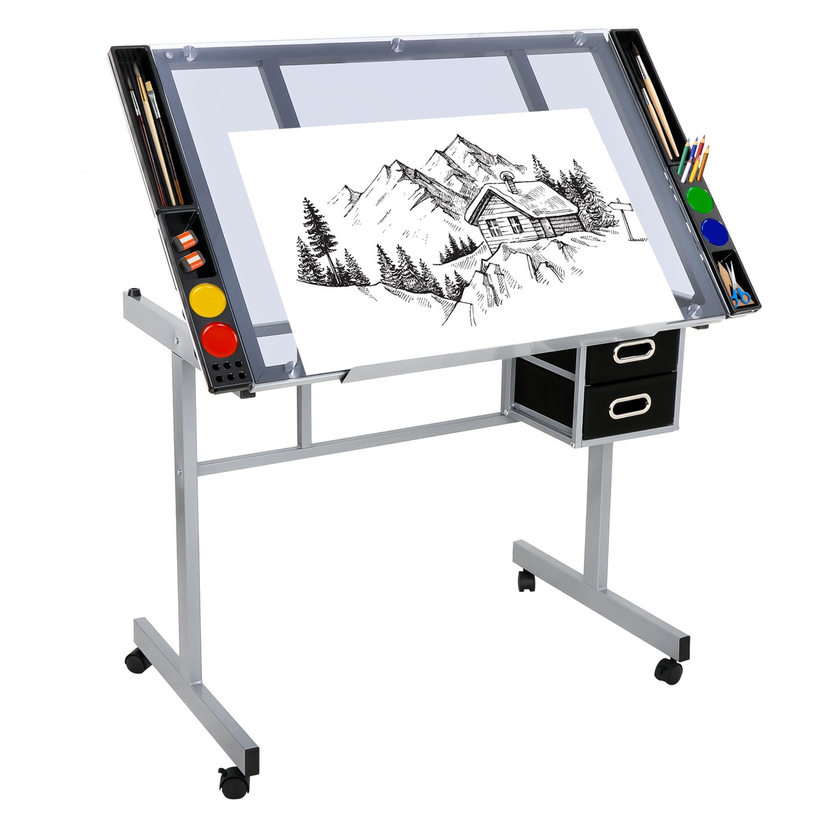 Glass Top Drawing Drafting Table Drafting Table PNG Images & PSDs For