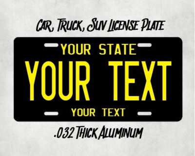 Any State Black & Yellow Custom Metal License Plate car truck tag | eBay