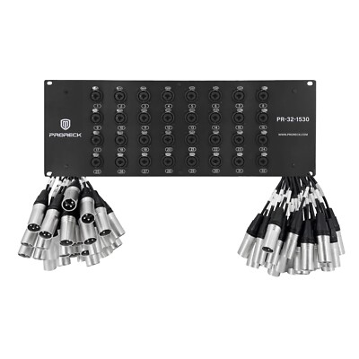 PRORECK 32-Channel Rack Mount Splitter Snake Cables XLR TRS Combo 15ft ...