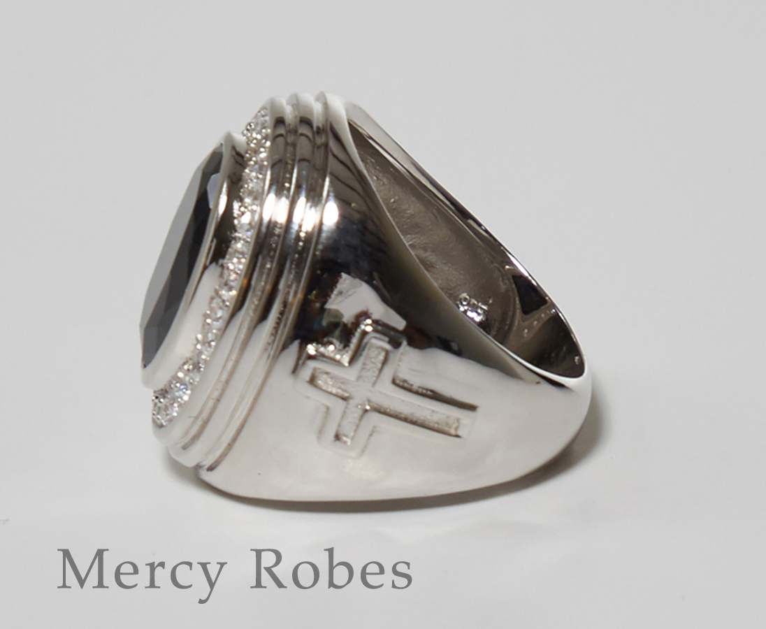 Men's Pastors Clergy Ring, Sterling Silver, Black Stone (RNZ0488 SB) | eBay