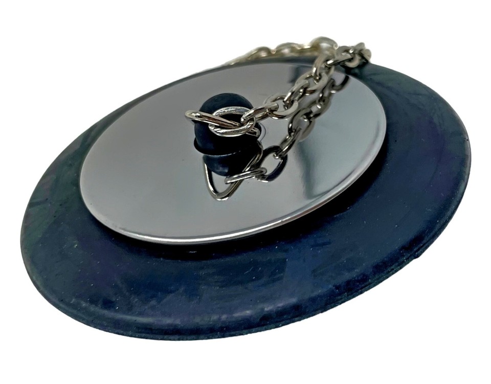 Sink & Bath Plug Rubber w/ Chain Drain Stopper Bathtub Kitchen Wash ...