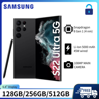 NEW Samsung Galaxy S22 Ultra SM-S908U 128GB/256GB/512GB Smartphone 5G ...