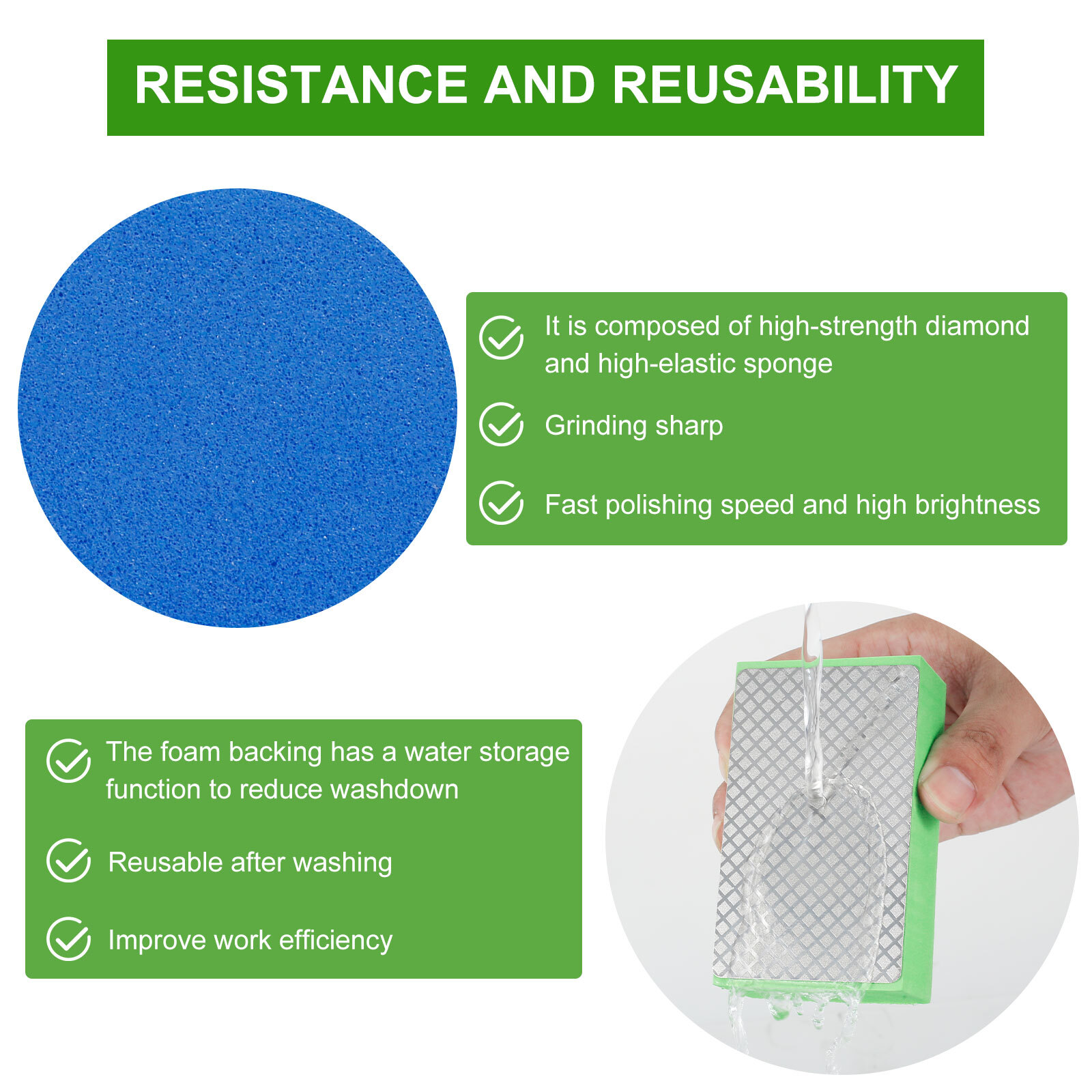 5Pcs Diamond Hand Polishing Pads Set 60/120/240/400/1000 Grit Diamond ...