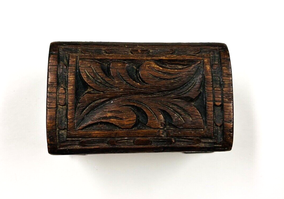 Vintage Primative Wood Chest Box Wooden Hand Carved 4 1/4" x 2 3/4" x 3 ...