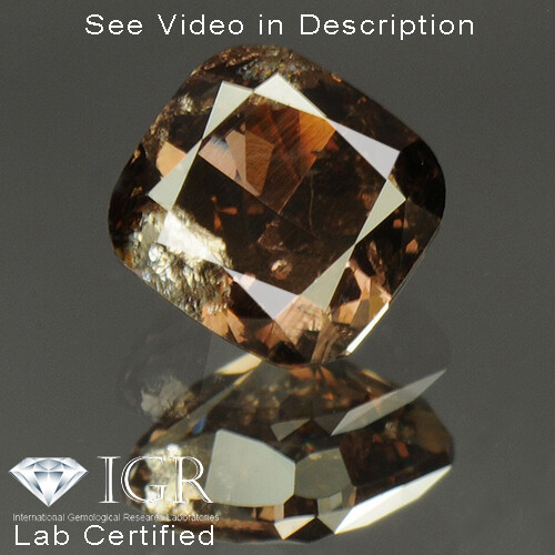 0.42 cts CERTIFIED Cushion Cut I1 Deep Pinlish Brown Color Natural ...