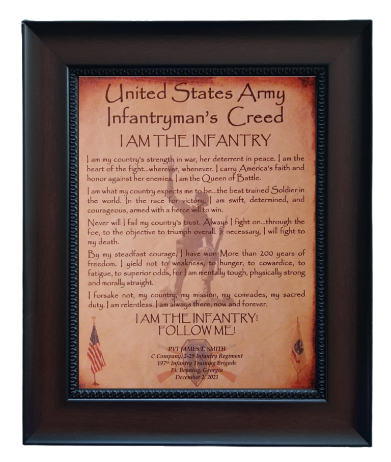 MC-NICE or BETTER: ARMY Infantryman's Creed ALL UNITS Framed ...