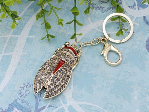 Enamel Grey Crystal Rhinestone Cicada Fly Insect Bug Wing Hook Clip Key ...