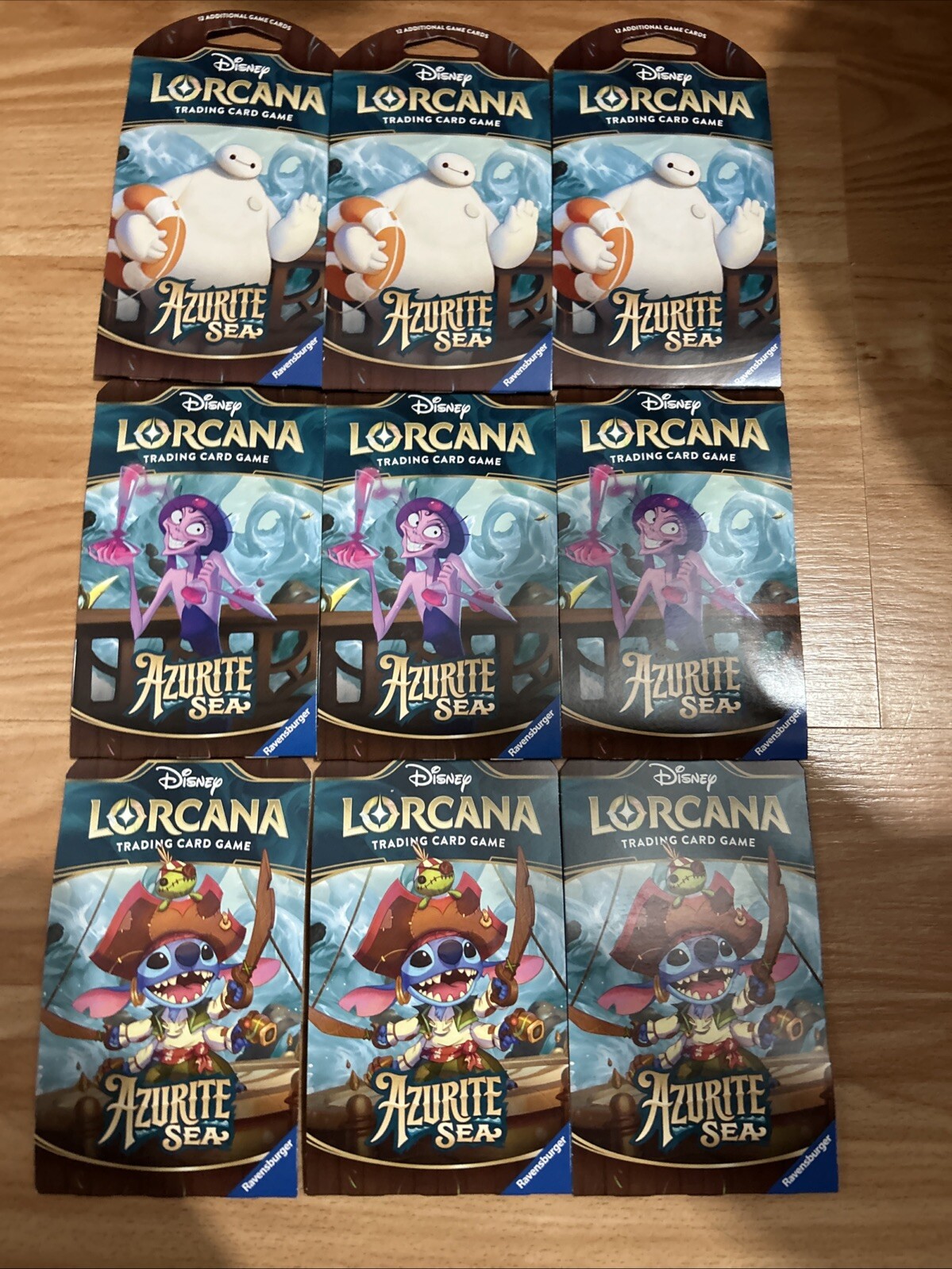Disney Lorcana TCG - Azurite Sea Sleeved Booster Pack, lot of 9 Packs ...