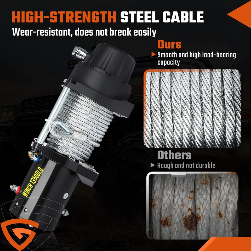 12V Electric Winch 3000lb 4500lb 13500lb + Synthetic Rope Wireless ...