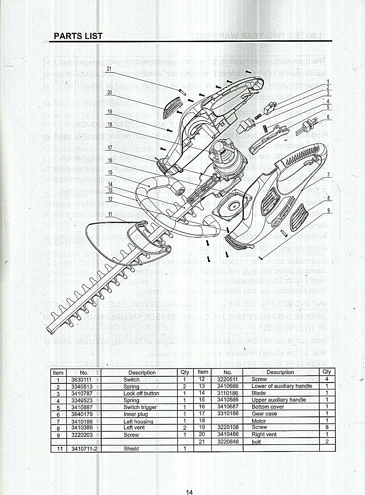 Task Force 18" Electric Hedge Trimmer ~ Owners Manual ~ Model 22033 | eBay